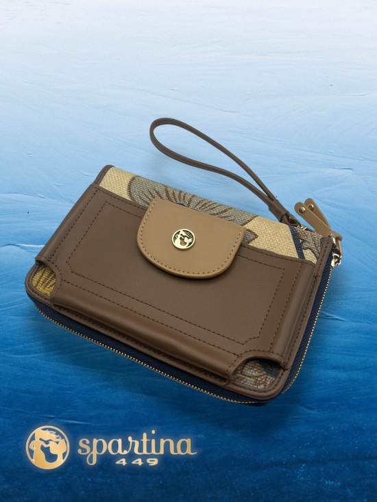 Spartina 449 | Bags | Spartina 449 Yemaya Leather Linen Zipper Wristlet ...